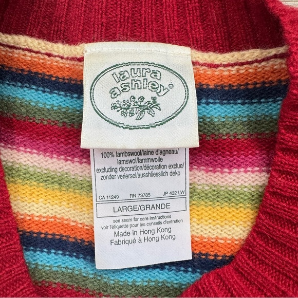 Laura Ashley | Sweaters | Vintage Laura Ashley 0 Wool Rainbow Striped ...
